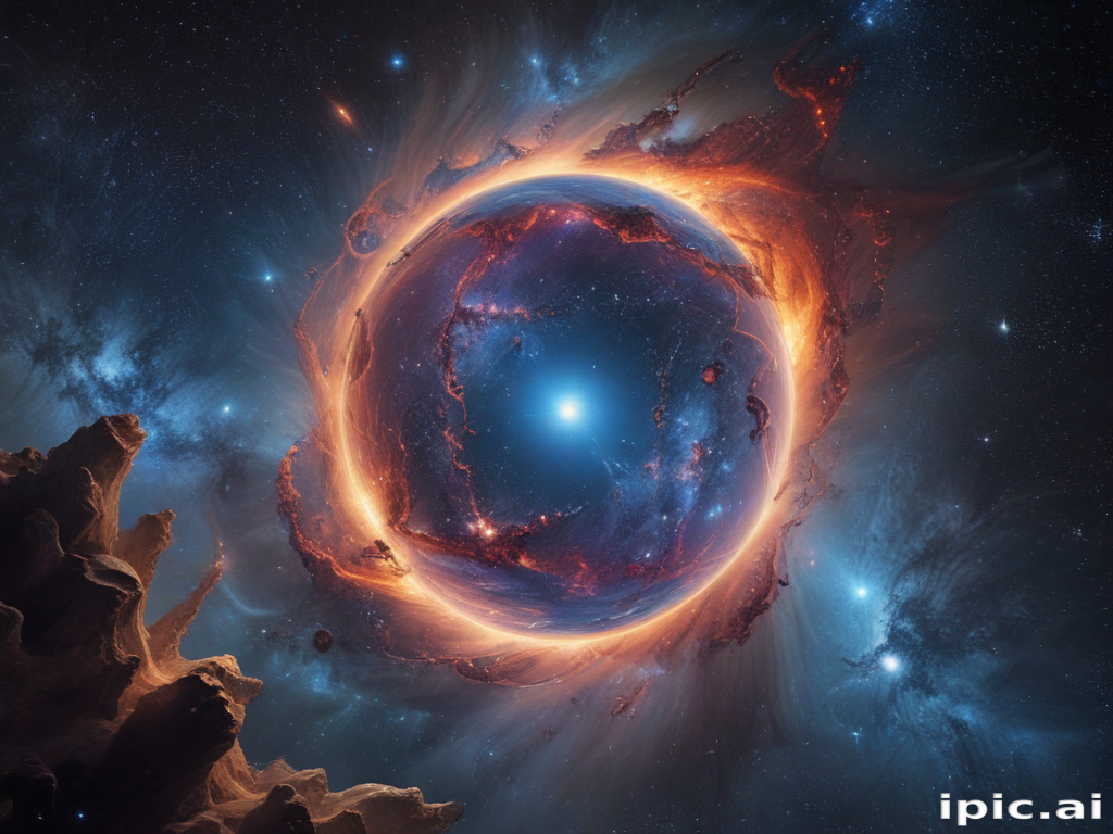 Stunning Cosmic Scene: A Glowing Orb Surrounded by Celestial Elements ...