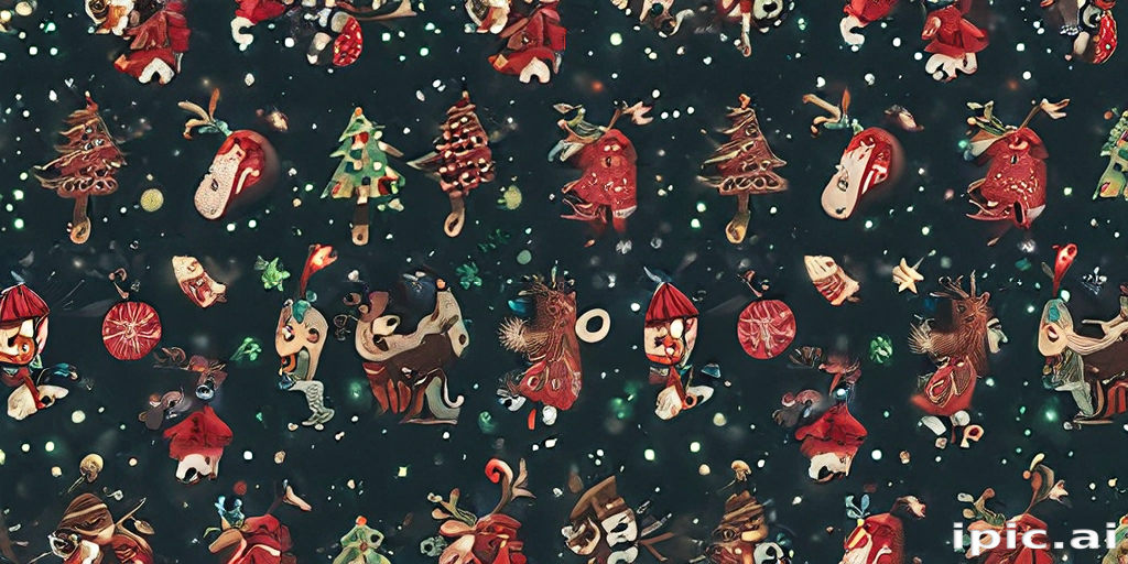 A Whimsical Christmas Pattern Featuring Festive Characters and Holiday ...