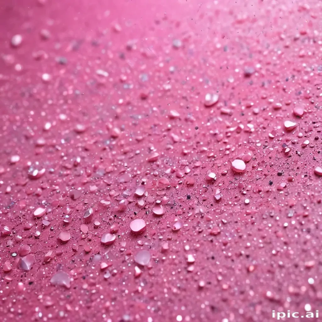 Close-Up of Water Droplets on a Shimmering Pink Surface in Light