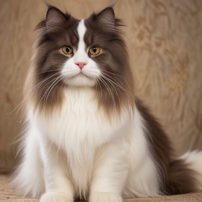 Majestic Long-Haired Cat With Striking Features Posing Gracefully on a Sofa