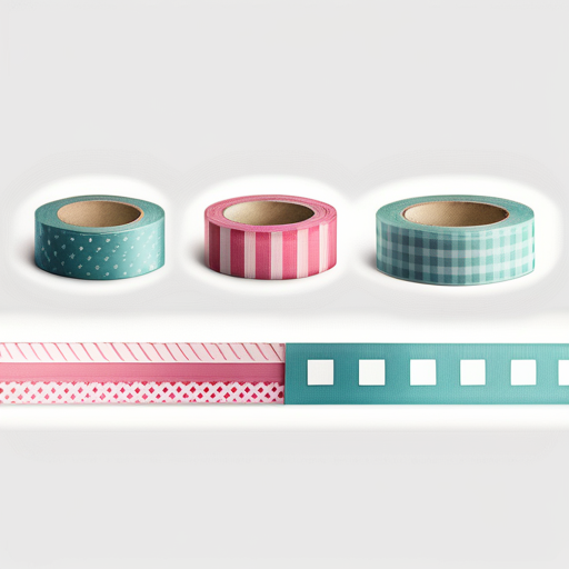 Colorful Decorative Washi Tape Rolls in Various Patterns and Designs