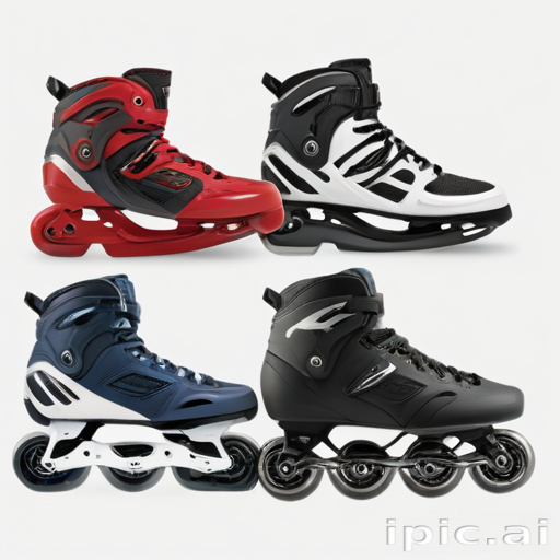 Four Stylish Pairs of Inline Skates in Various Colors and Designs