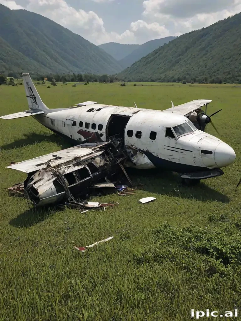 Abandoned Aircraft Surrounded by Lush Greenery in Remote Mountain ...