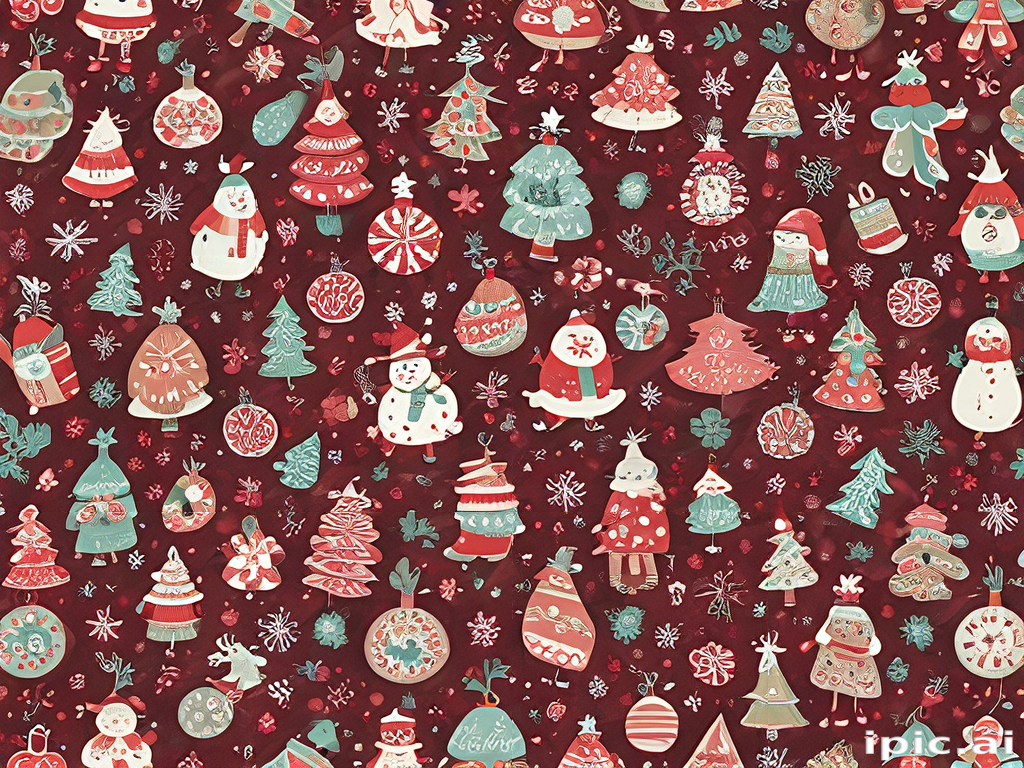 Festive Holiday Patterns Featuring Christmas Trees, Snowmen, and ...