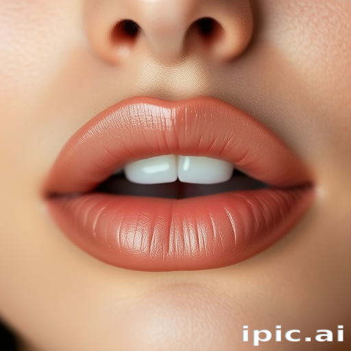 A Close-Up View of Full, Glossy Lips with a Natural Hue.