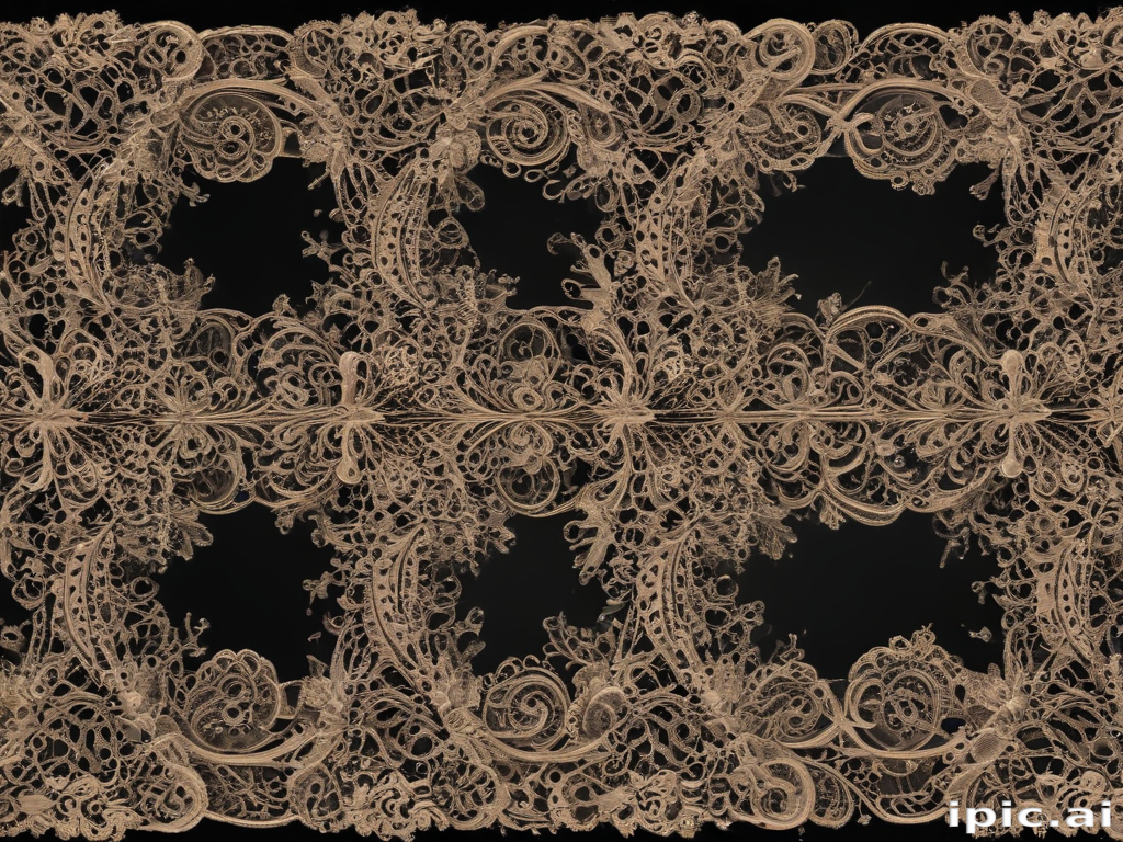 Intricate Lace Design Featuring Swirls and Floral Patterns on a Dark ...