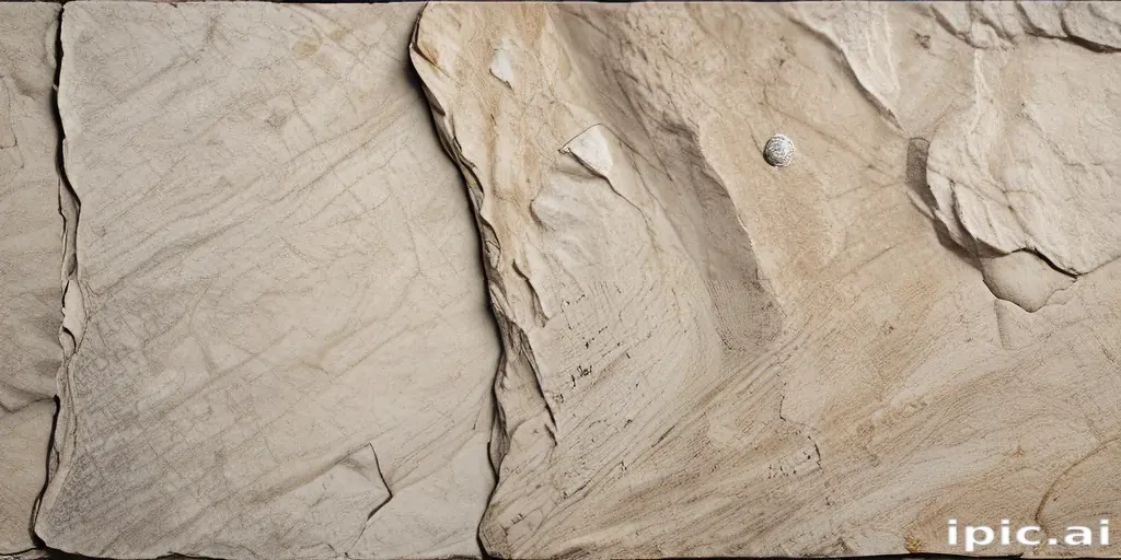 Textured Layers of Natural Stone with a Single Shell Accent