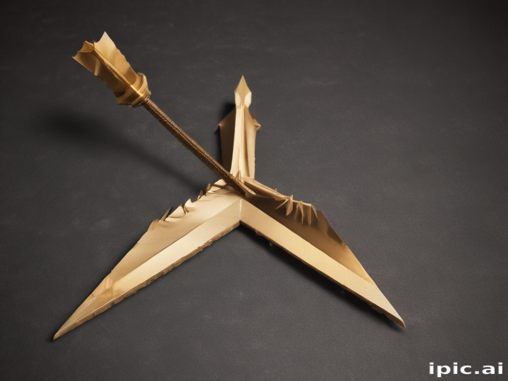Intricately Designed Golden Spearhead with Unique Triangular Blade ...