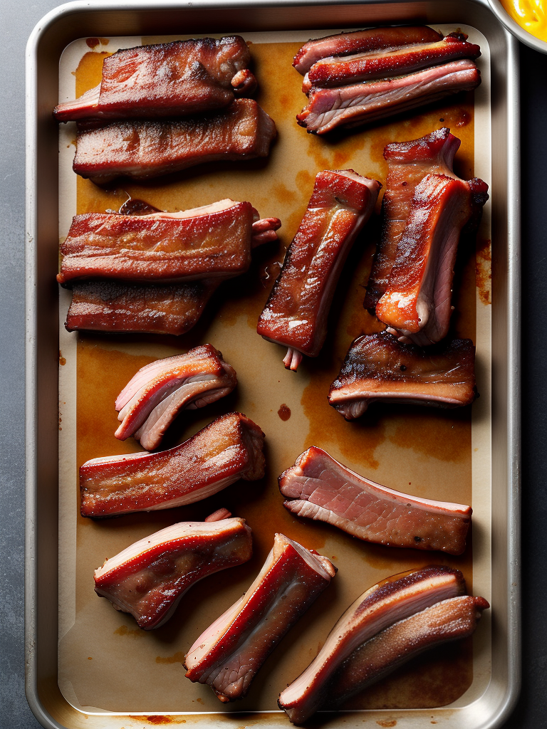 Deliciously Smoked and Grilled Pork Belly Slices on a Serving Tray