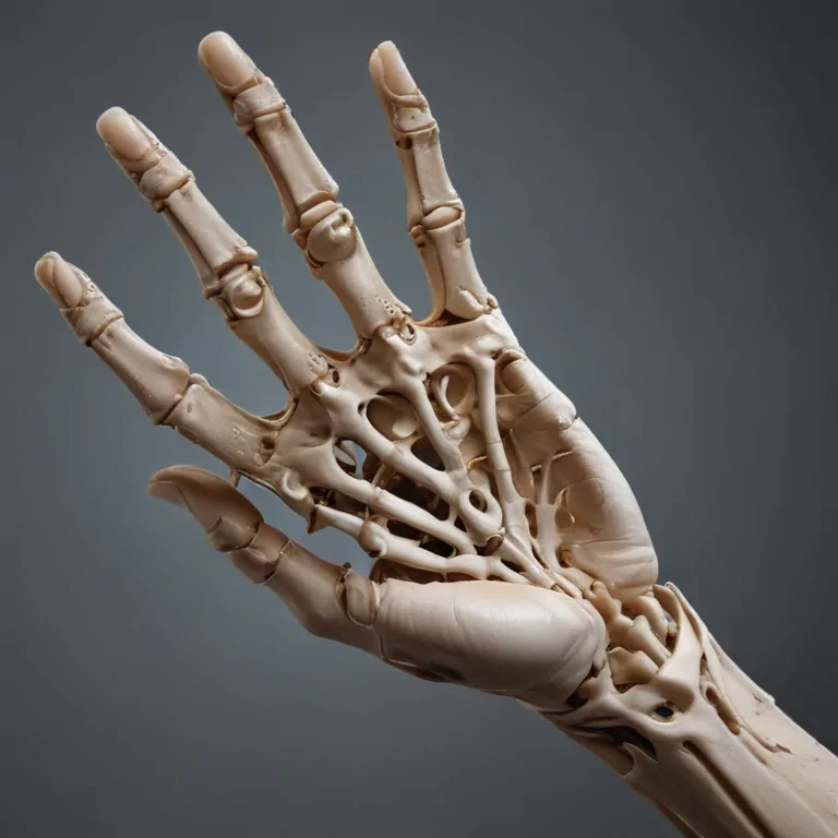 Detailed Anatomical Model of a Human Hand and Wrist Skeleton