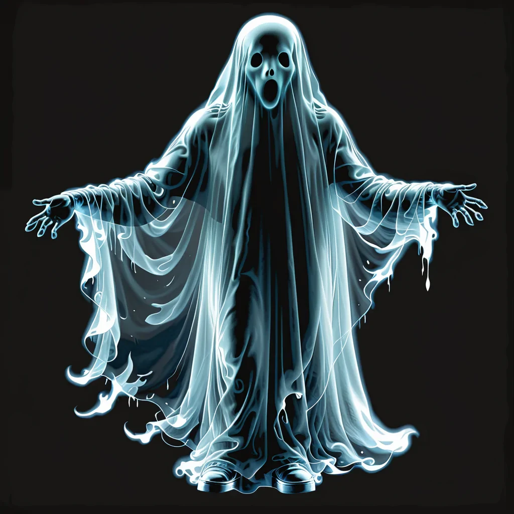Haunting Spirit Emerges from Darkness with Ethereal Glow and Fearful ...