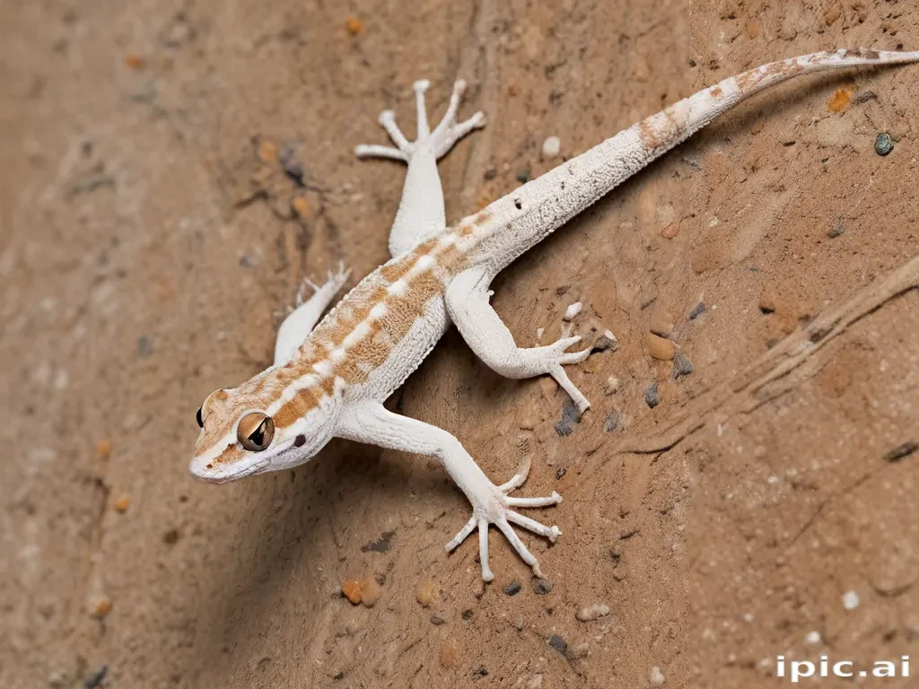 A Striking Desert Gecko Climbing on a Sandy Surface in Nature.