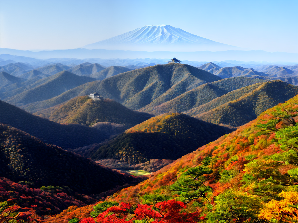 Samurai shogun looking at the horizon full of Japanese buildings in ...