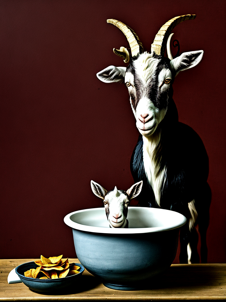 A goat sitting on the chamber pot. It's her birthday today and she got ...