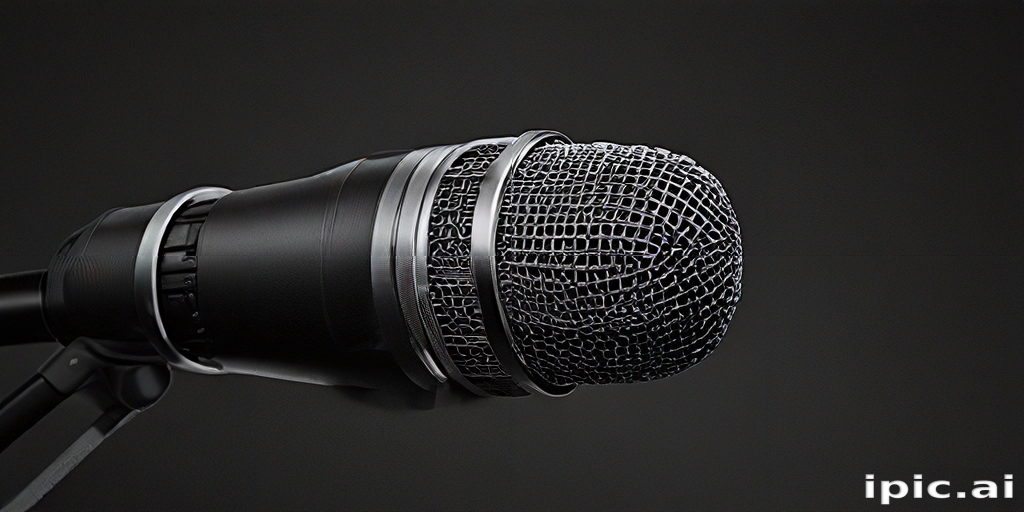 A Close-Up View of a Professional Microphone Against a Dark Background