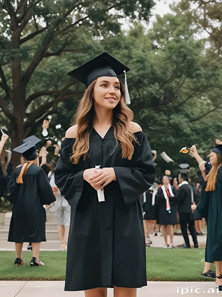 Joyful Graduate Celebrates Achievement Among Peers at Graduation ...