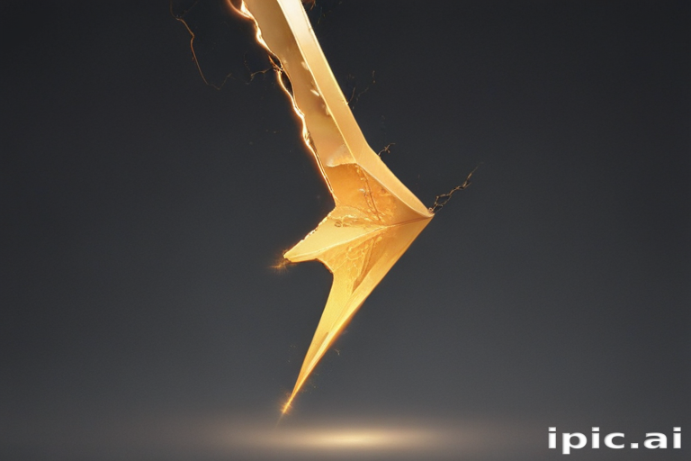 A Stunning Visual of a Golden Lightning Bolt Illuminating the Dark Space.