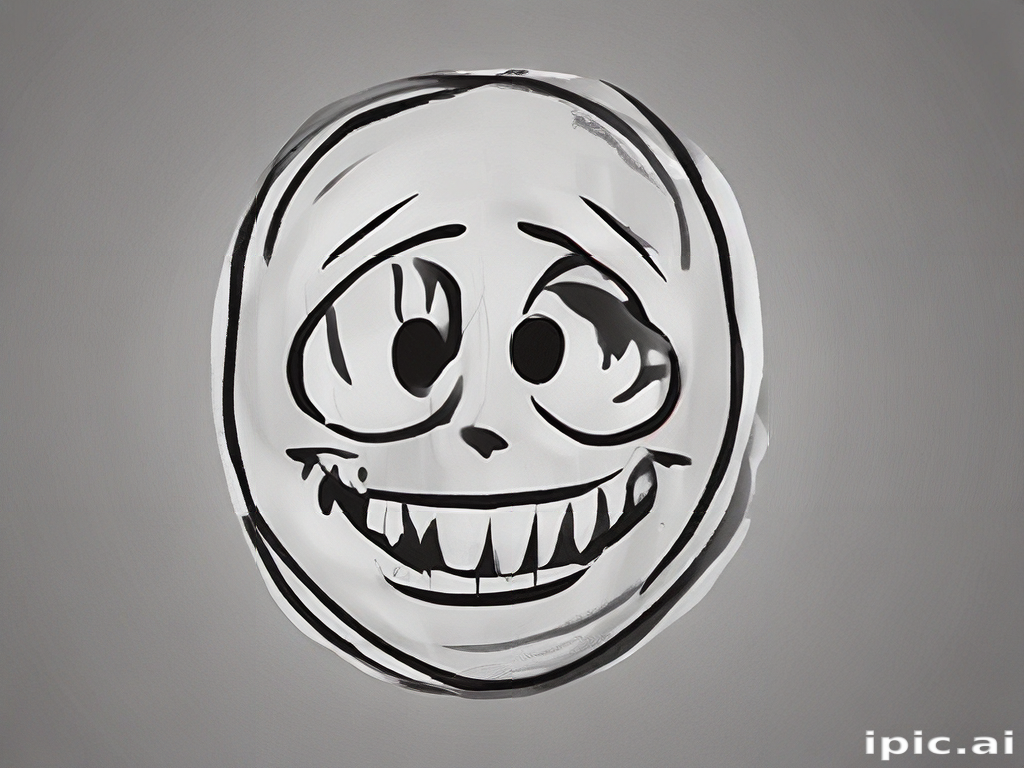 A Whimsical Cartoon Face with a Big Grin and Playful Expression.