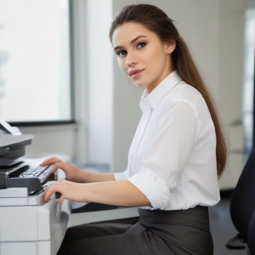 woman sitting on a copier
