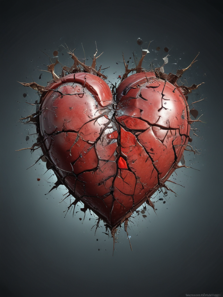Fragmented Love: A Heart Shattered and Resilient in Its Beauty