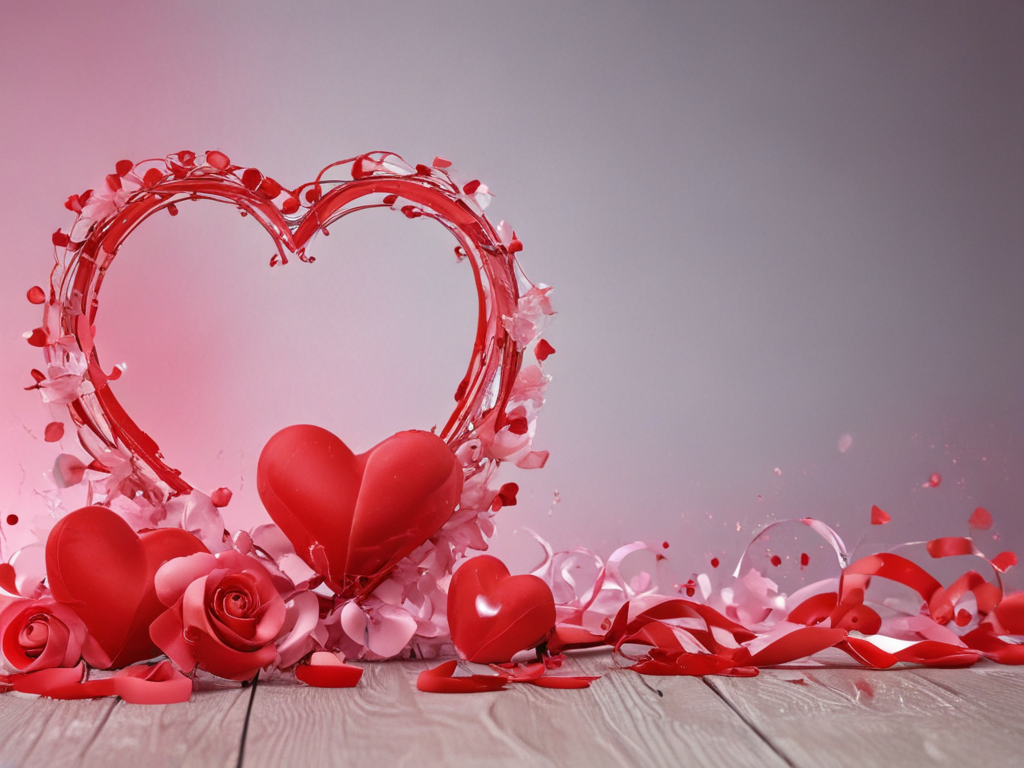 Romantic Heart Arrangement with Roses and Ribbons for Valentine's Day ...