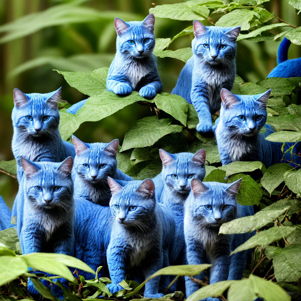 Blue cats standing in a jungle