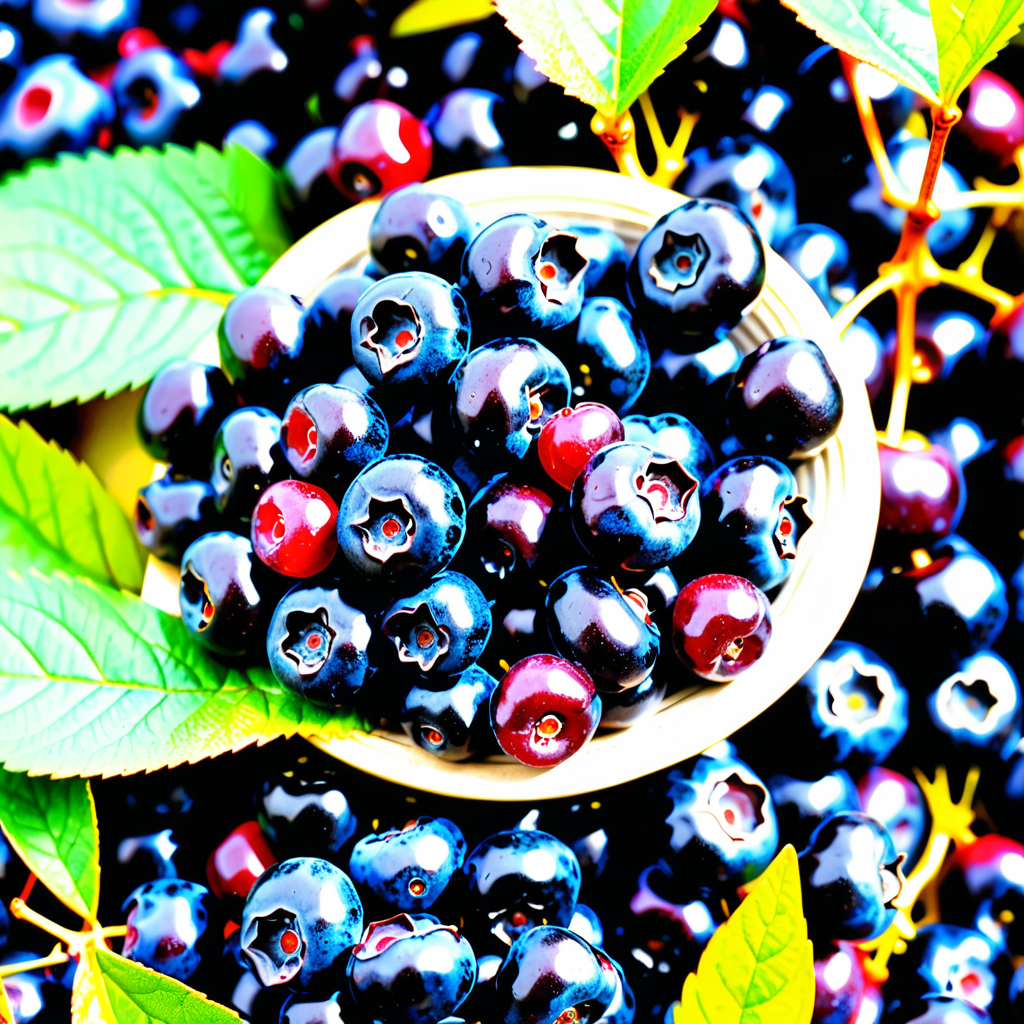 Vibrant Bowl of Fresh, Juicy Cherries Surrounded by Lush Green Leaves