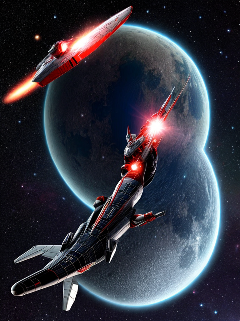 a 3d among us character flying in space with a knife full of blood