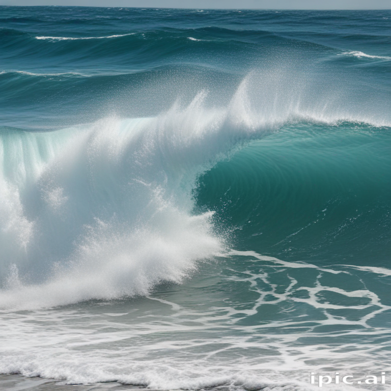 Majestic Ocean Waves Crashing with Power Against the Sandy Shoreline