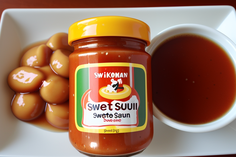 Delicious Sweet Sauce Jar with Tasty Glazed Treats on a Plate