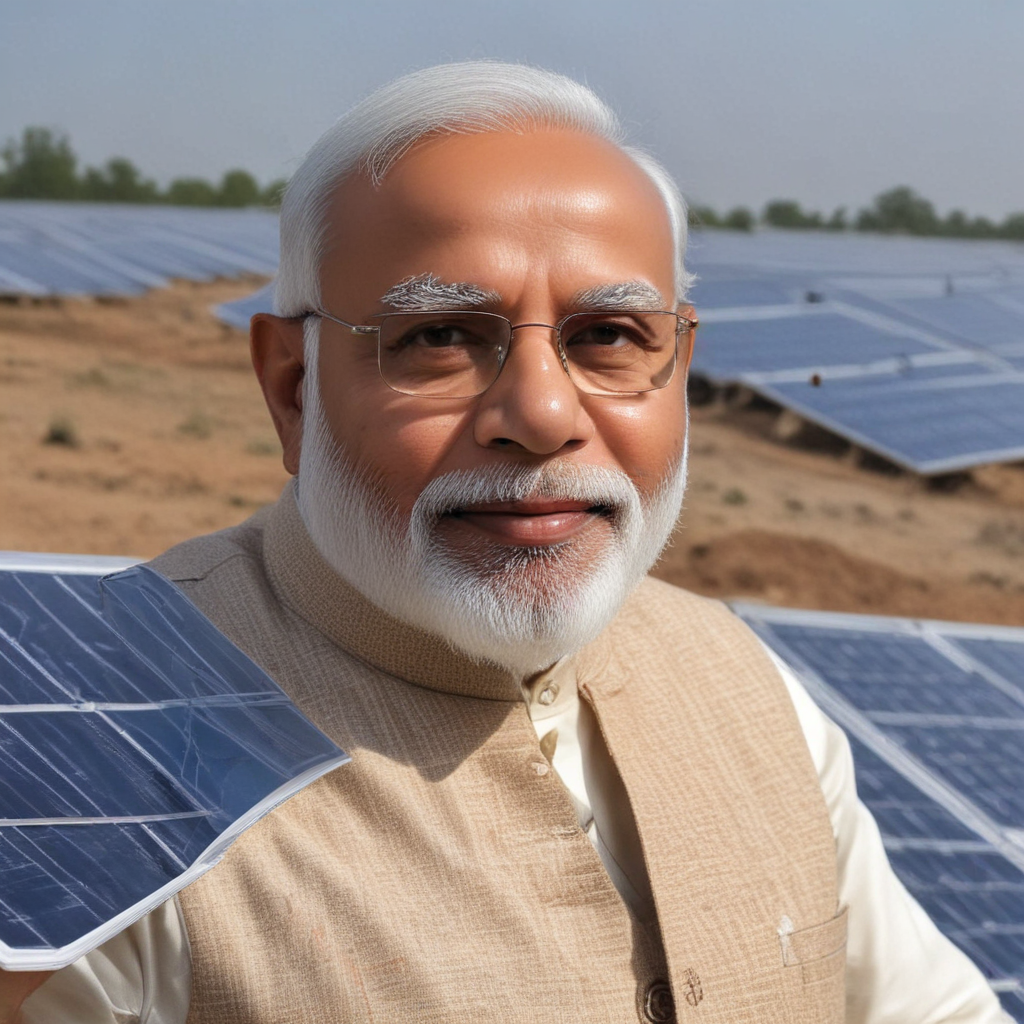 create image with Narendra modi with Solar panels
