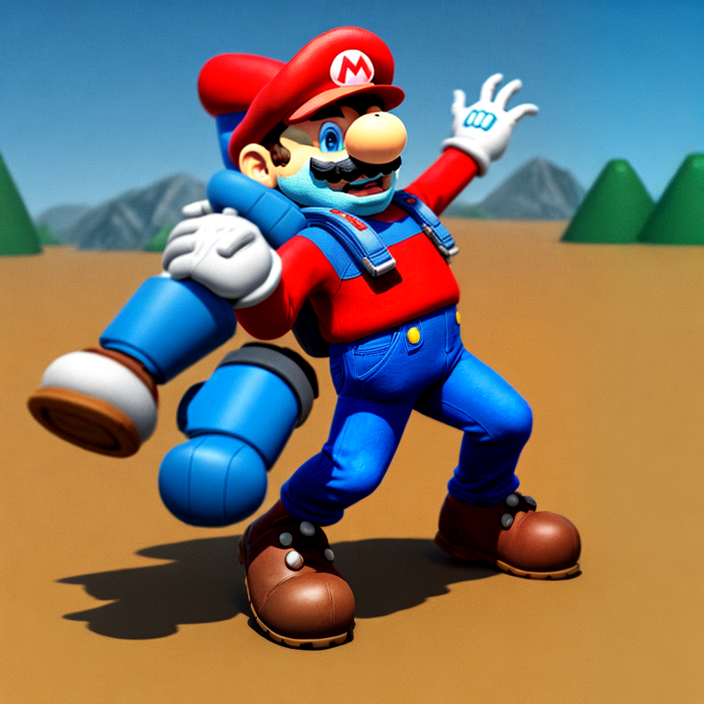 unrealistic 3d mario with shootinggun