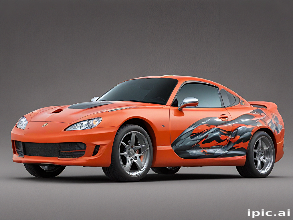 Dynamic Orange Sports Car with Striking Flame Graphics and Sleek Design