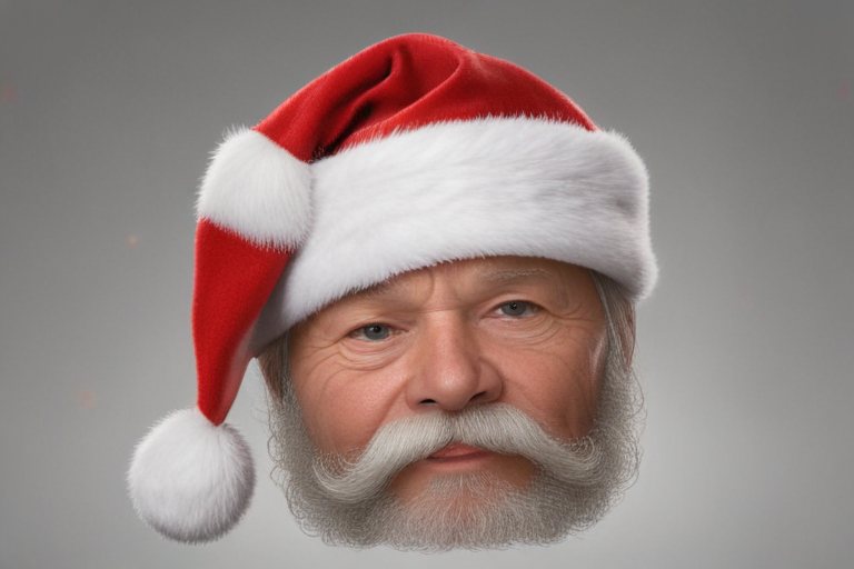 Festive Portrait of a Jolly Man in a Classic Santa Hat
