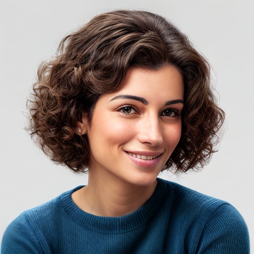Italian Female with brown hair and semicircle face