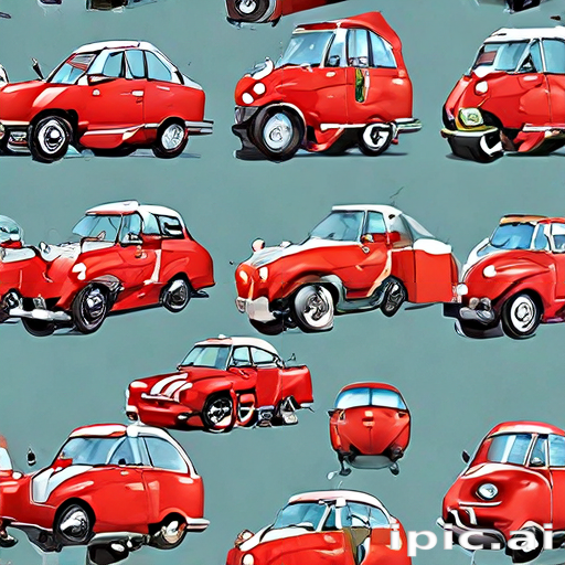 Colorful Collection of Vintage Red Cars in a Playful Repeated Pattern