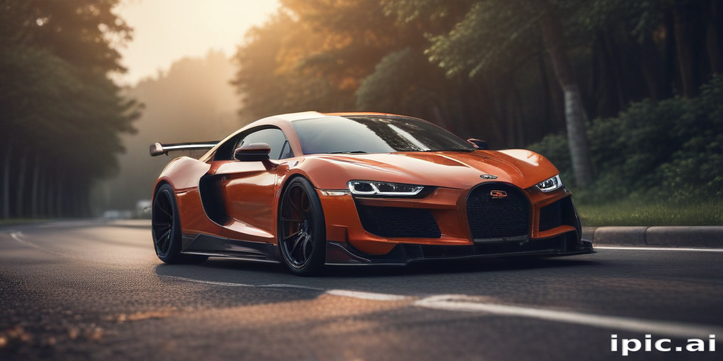 Stunning Orange Sports Car Captured on a Serene Forest Road at Dusk