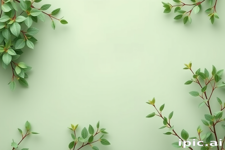 Delicate Green Leaves Framing a Soft Pastel Background for Natural Beauty