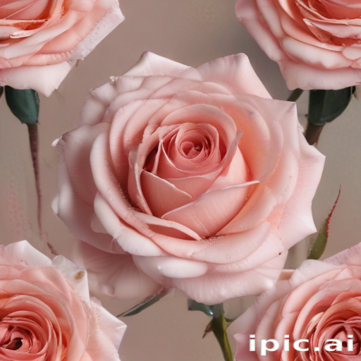 Beautiful Arrangement of Soft Pink Roses with Delicate Petals and Dew Drops