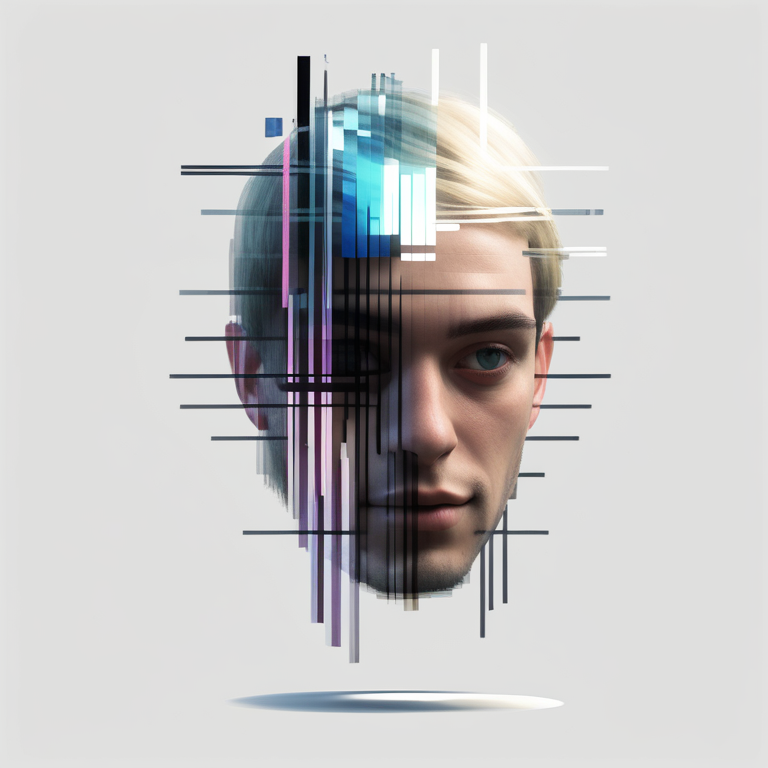 Abstract Portrait of a Human Face Integrated with Geometric Digital ...