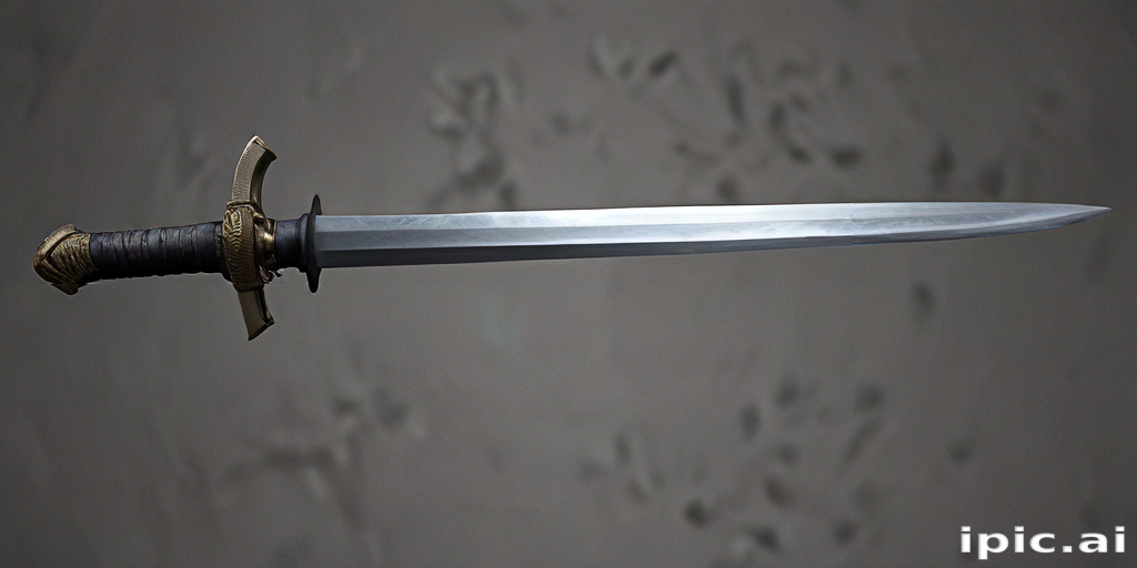 Intricately Designed Sword with a Decorative Handle and Gleaming Blade