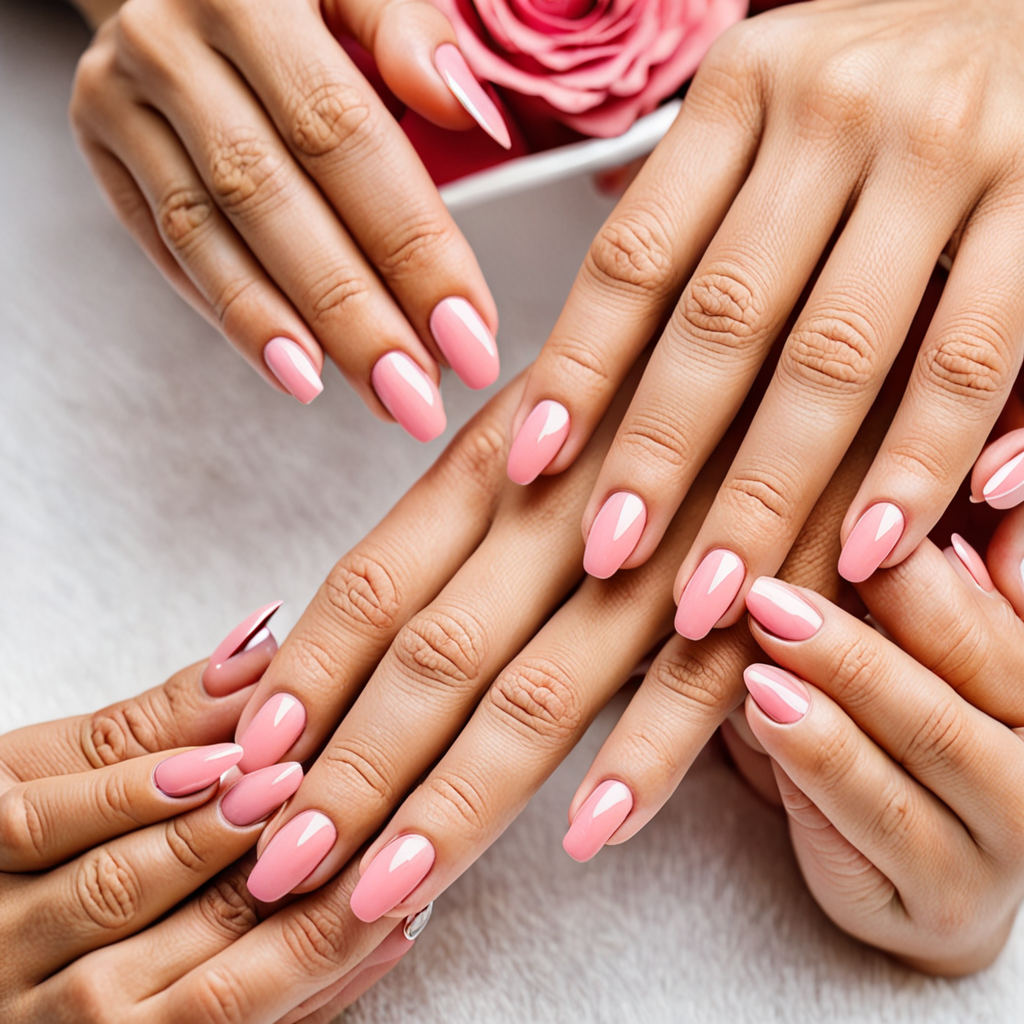 woman showing her nails in beauty salon
