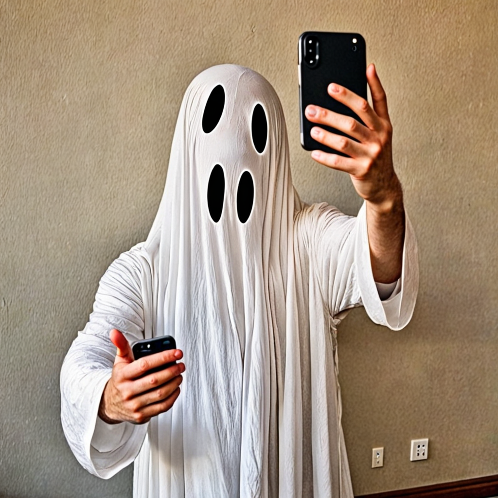 rainbow ghost taking a selfie