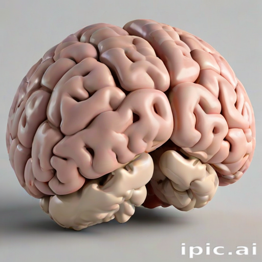 Realistic 3D Model of a Human Brain Showcasing Detailed Surface Anatomy