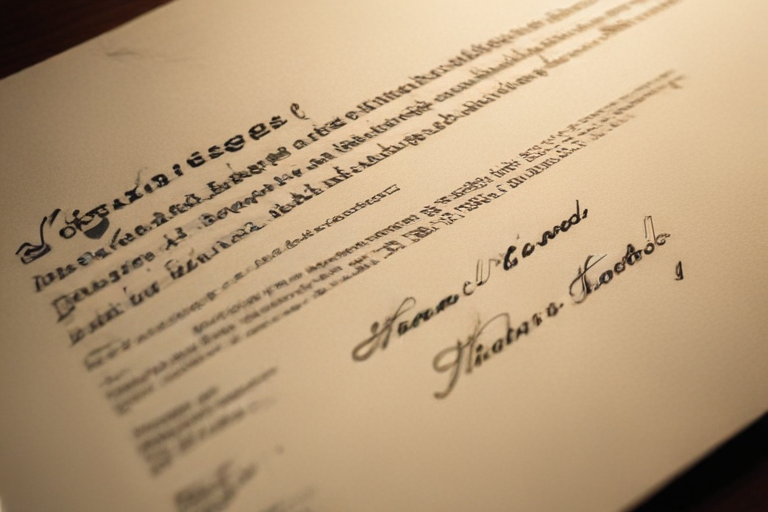 An Elegant Historical Document with Intricate Calligraphy and Vintage Style