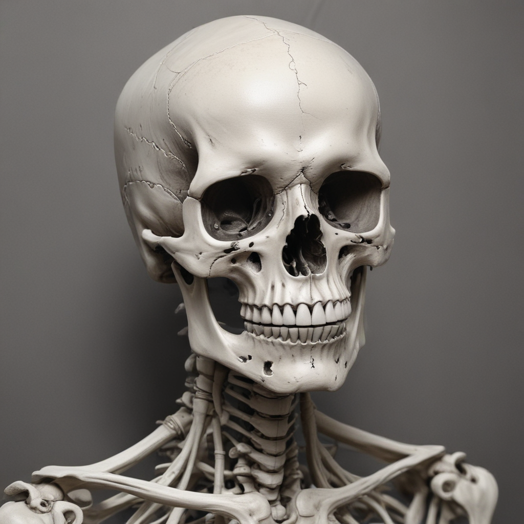 A Detailed Look at a Realistic Human Skeleton Model Displayed for Study