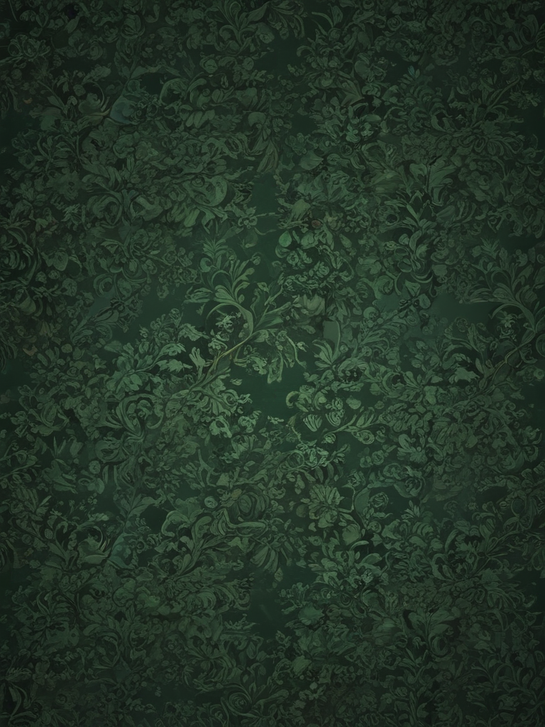 Elegant Dark Green Floral Pattern with Intricate Designs and Textures.