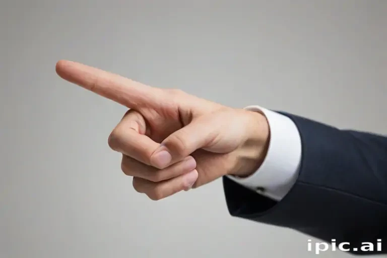 An Assertive Gesture: A Businessman's Finger Pointing with Determination.