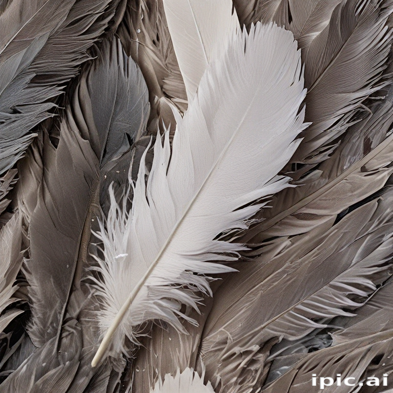 Delicate Arrangement of Soft Feathers in Various Shades of Gray