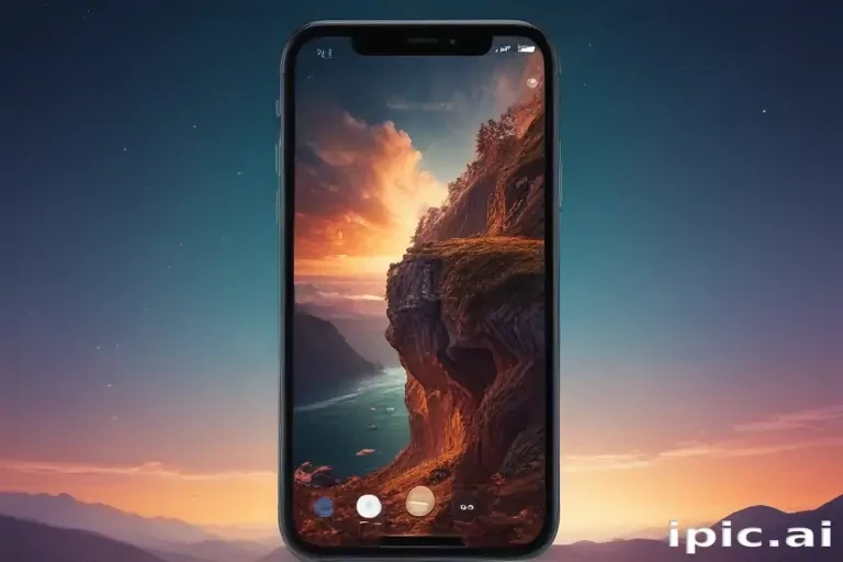 Stunning Sunset Landscape Displayed on Smartphone Against a Beautiful ...